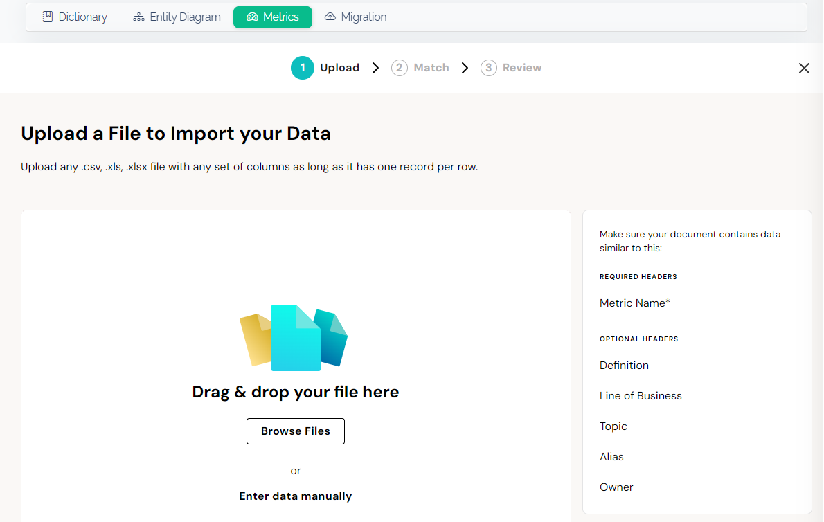 Bulk Metric Import from Excel and CSV