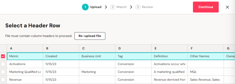 Bulk Metric Import from Excel and CSV